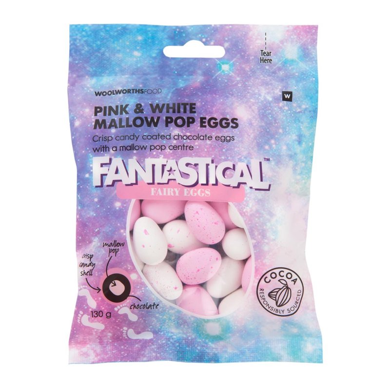 Woolworths FANTASTICAL Pink and White Mallow Pop Fairy Eggs 130g ...